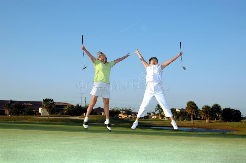 Joyful lady Golfers stock photo. Image of play, golfer - 1678184