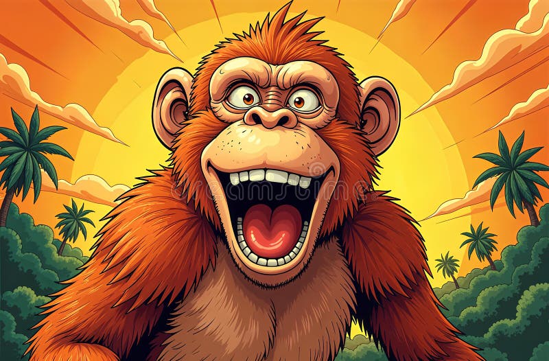 A Joyful Laughing Monkey, Cartoon Comic Style. Image Created by ...