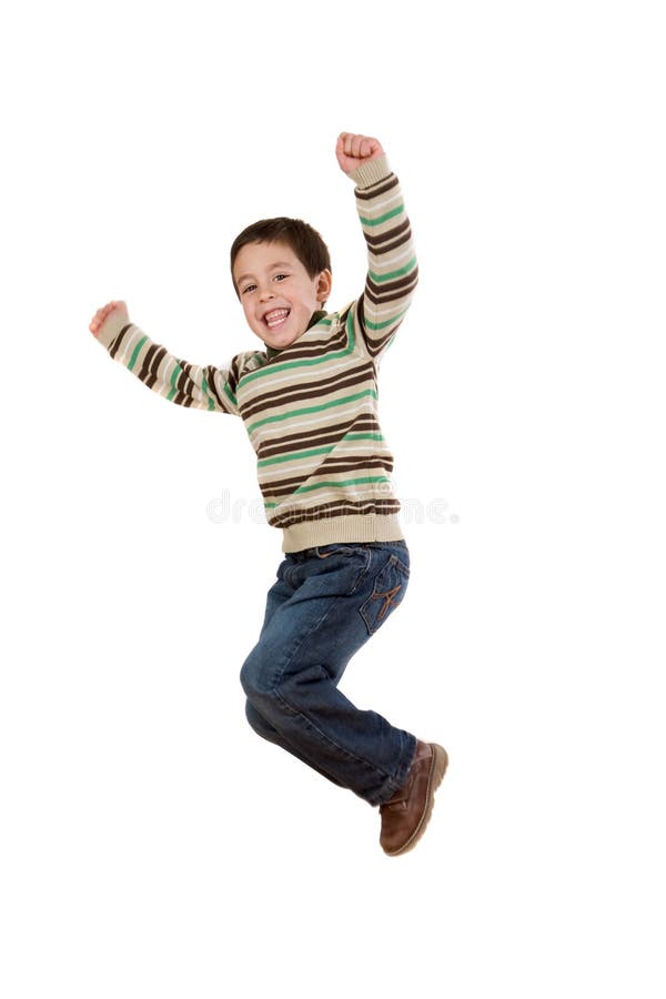 Happy kid jumping stock image. Image of hands, caucasian - 31884119