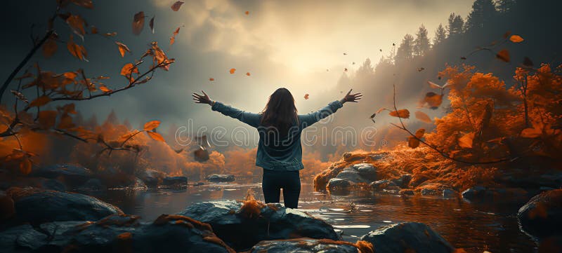 Happy Man with Arms Up Jumping, Generative Ai Stock Illustration ... Happy Man with Arms Up Jumping, Generative Ai Stock Illustration ...