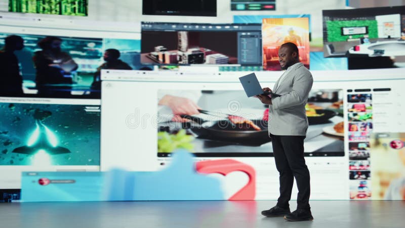 Joyful Man Using Streaming Services On Laptop Stock Video Video Of