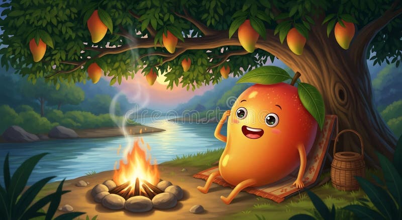 Joyful Mango by Campfire Under a Mango Tree Stock Image - Image of ...