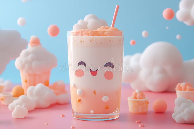 A Joyful Milkshake, Complete with a Red Straw, Against the Backdrop of ...