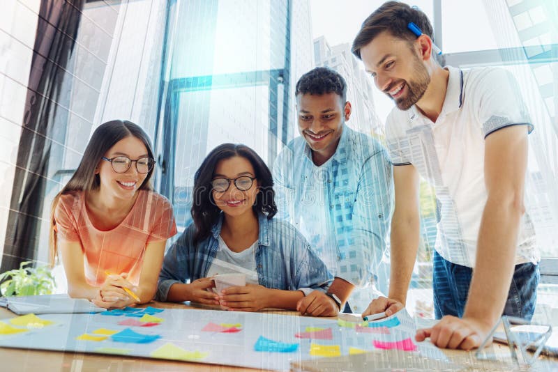 Joyful Nice Team Working Together Stock Image - Image of creative ...