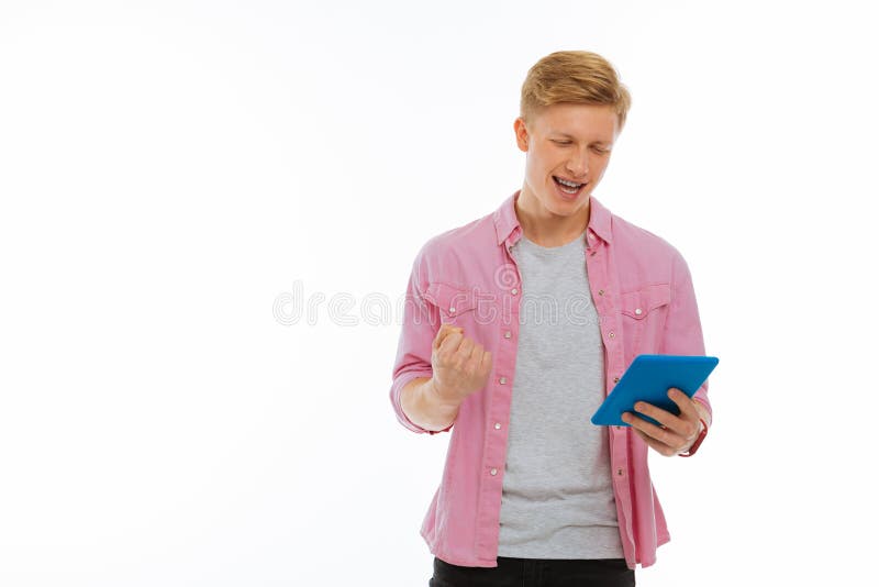 Joyful Nice Young Man Feeling Very Happy Stock Image - Image of ...