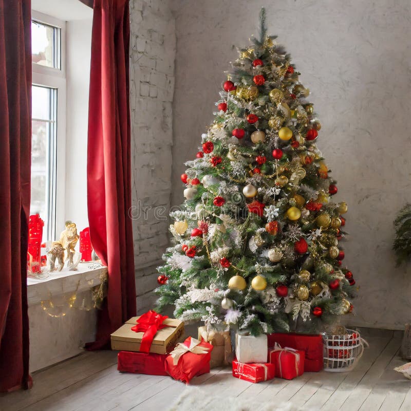 Joyful Nook: the Interior Resonates with a Christmas Tree S Cheer Stock ...