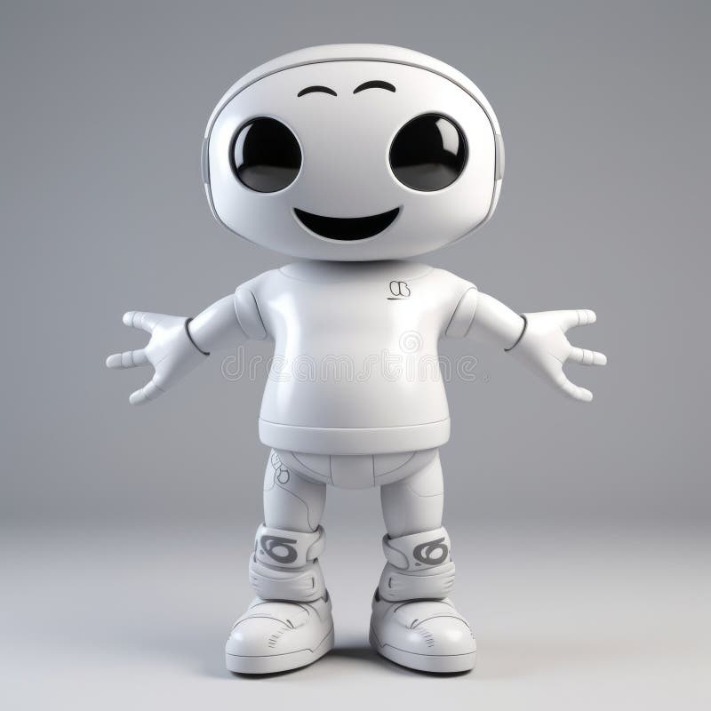 Joyful and Optimistic 2d White Robot Boy Model Stock Illustration ...