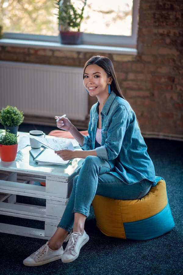 Joyful Positive Woman Working in the Office Stock Photo - Image of ...