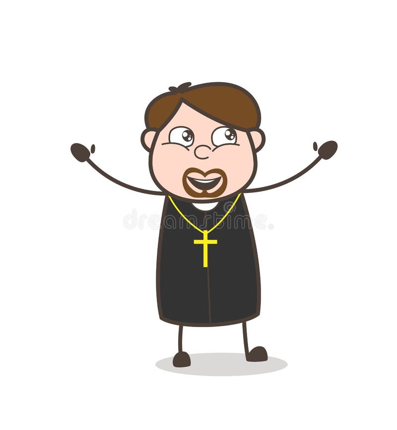Joyful Priest Hand Gesture Vector Illustration Stock Illustration ...