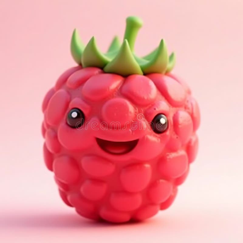 Joyful Raspberry: a Cute, Playful 3D Render Stock Illustration ...
