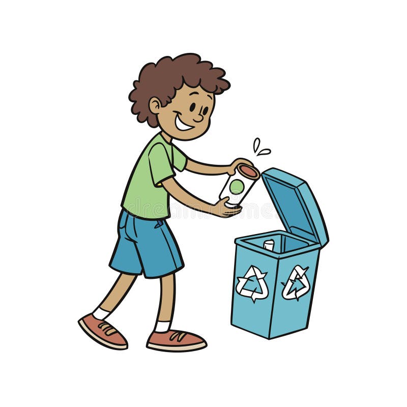 Joyful Recycling Boy Character Stock Vector - Illustration of cartoon ...