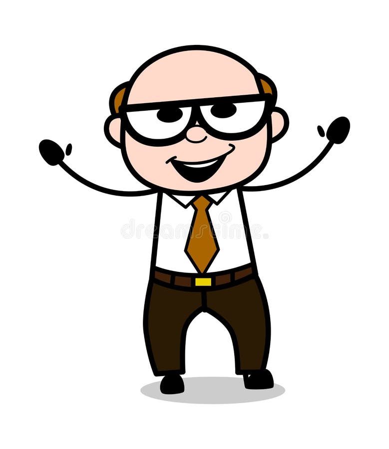 Joyful - Retro Cartoon Office Old Boss Man Vector Illustration Stock ...