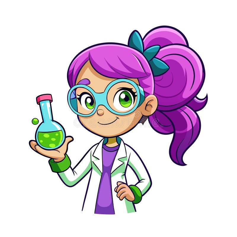Joyful Scientist Girl with Lab Coat Stock Vector - Illustration of ...