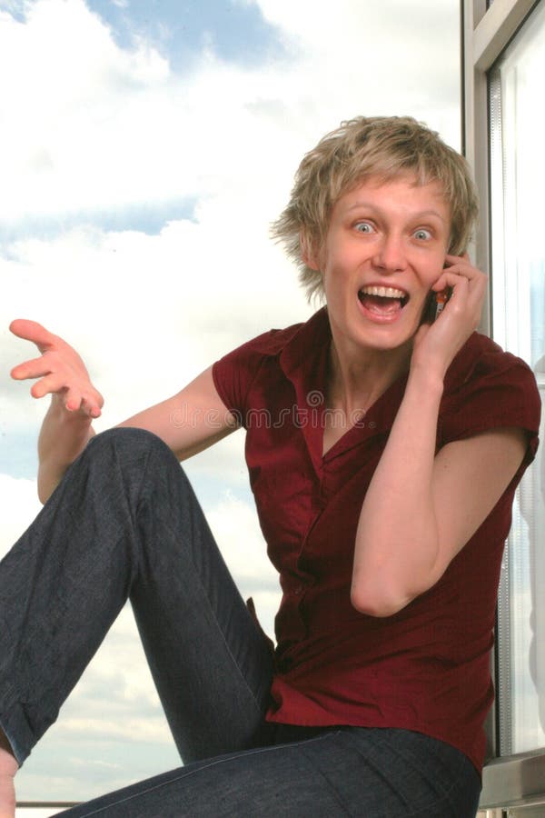 Joyful, shouting woman stock photo. Image of news, smiling - 126410