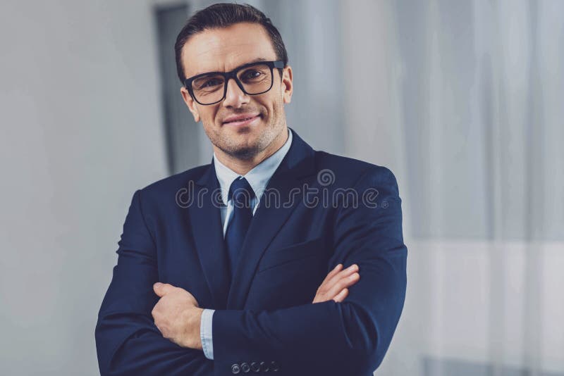 Joyful smart man smiling stock image. Image of businessman - 136646643