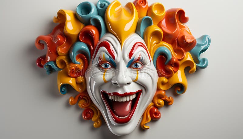 A Joyful, Smiling Clown Screams with Laughter, Spreading Happiness ...