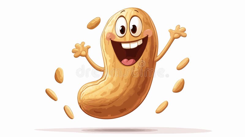 Joyful Smiling Peanut Cartoon Leaping with Happiness Stock Illustration ...