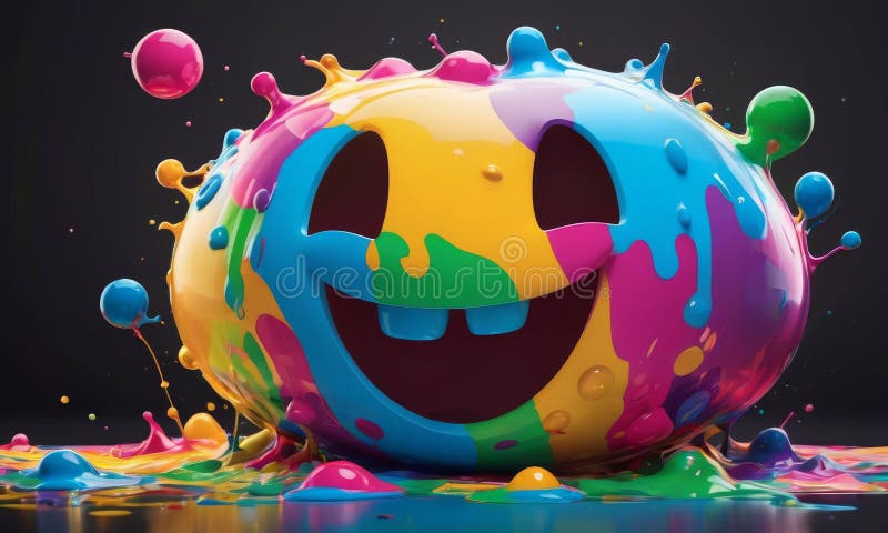 Joyful Splattered Emoji Ball Stock Illustration - Illustration of ...