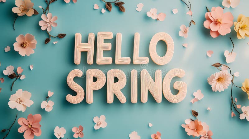 Joyful Spring Illustration with 3D Words Stock Illustration ...