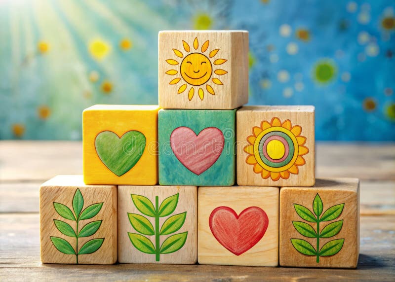 A Joyful Stack of Gratitude Blocks HandDrawn Symbols of Appreciation in ...