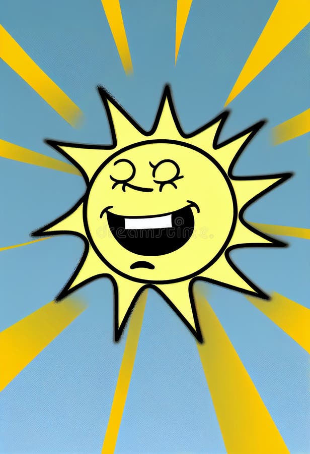 Joyful Sunshine in Cartoon Style. AI Generated Stock Photo - Image of ...