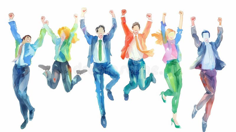 Joyful Team Celebrating Success Together Stock Illustration ...