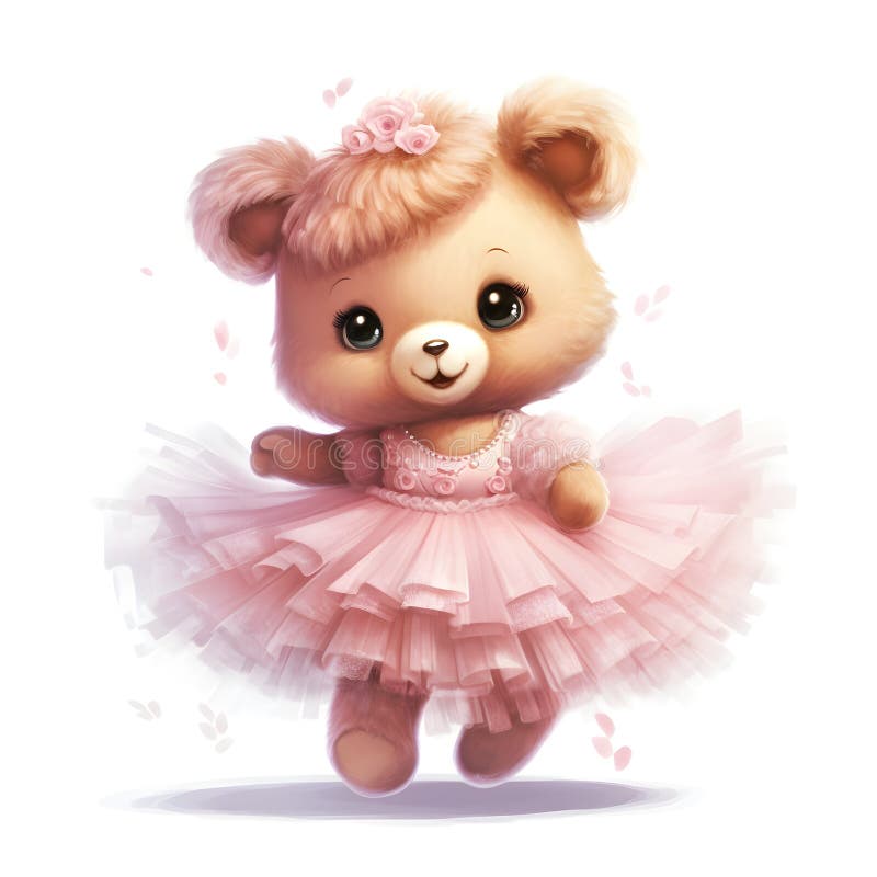 Joyful teddy tutu pose stock illustration. Illustration of textile ...