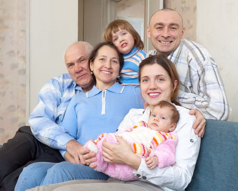 Joyful Three Generations Family in Home Stock Photo - Image of ...