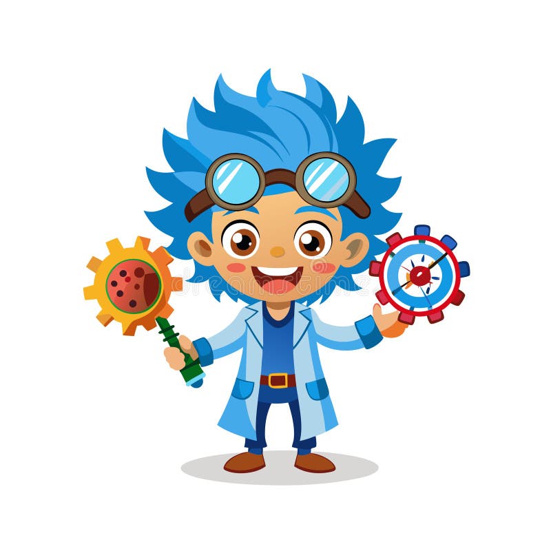 Joyful Tiny Inventor Creating Toys Stock Vector - Illustration of child ...