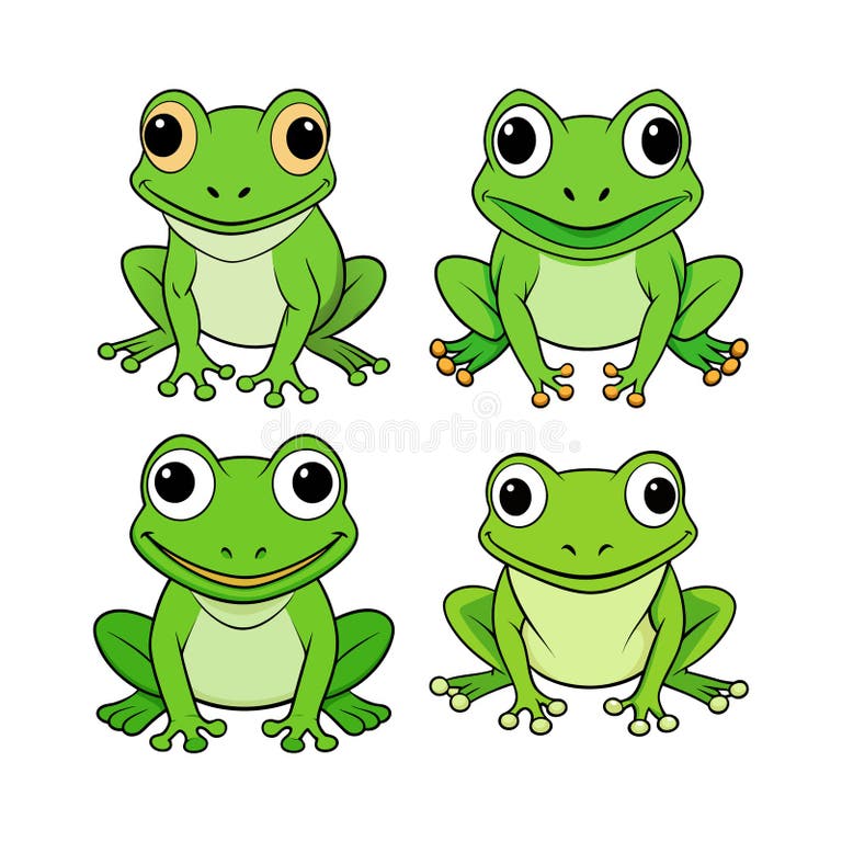 Joyful Tree Frog Outline Coloring Illustration Stock Vector ...