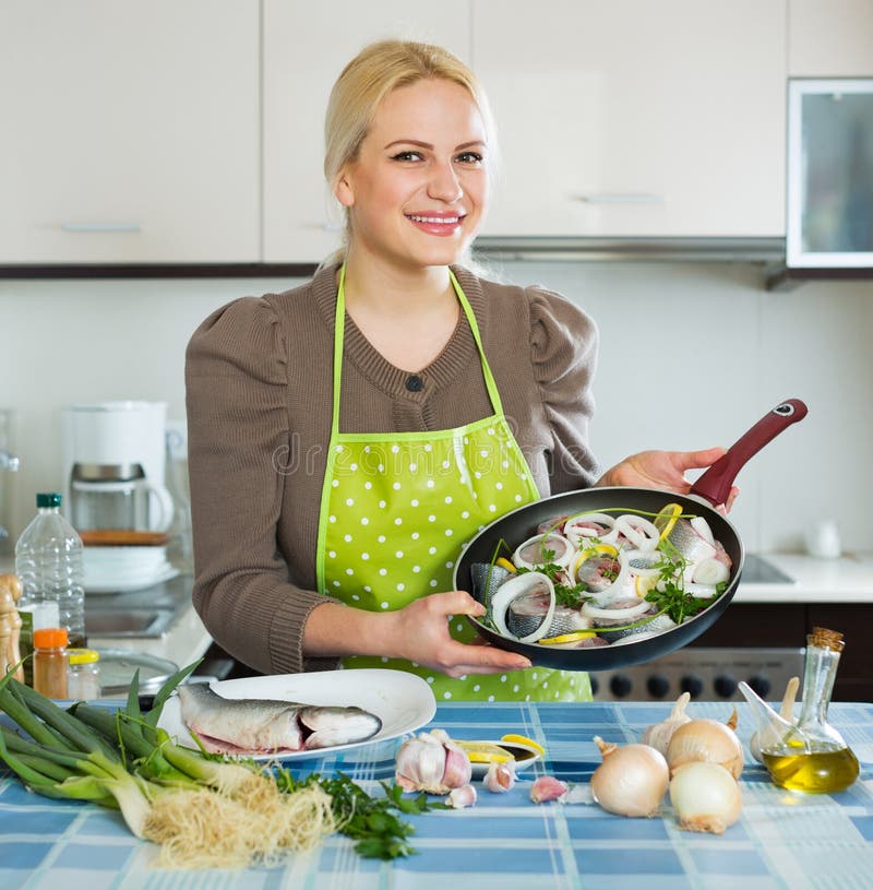 Joyful Woman with Frying Pan Stock Photo - Image of fryingpan, happy ...