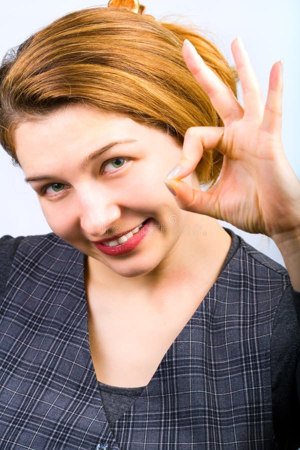 Joyful Woman Showing Ok Sign Stock Photo - Image of joyful, people: 8258518