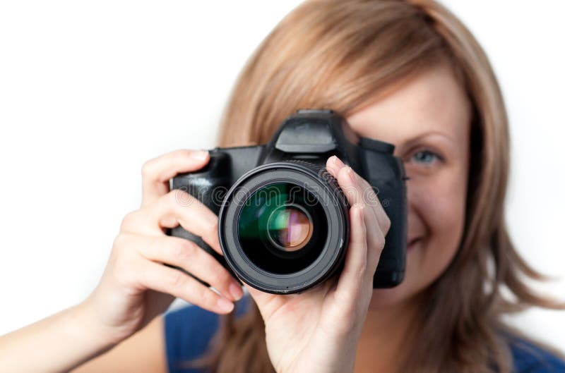 Woman Photographer with Camera Stock Image - Image of pictore ...