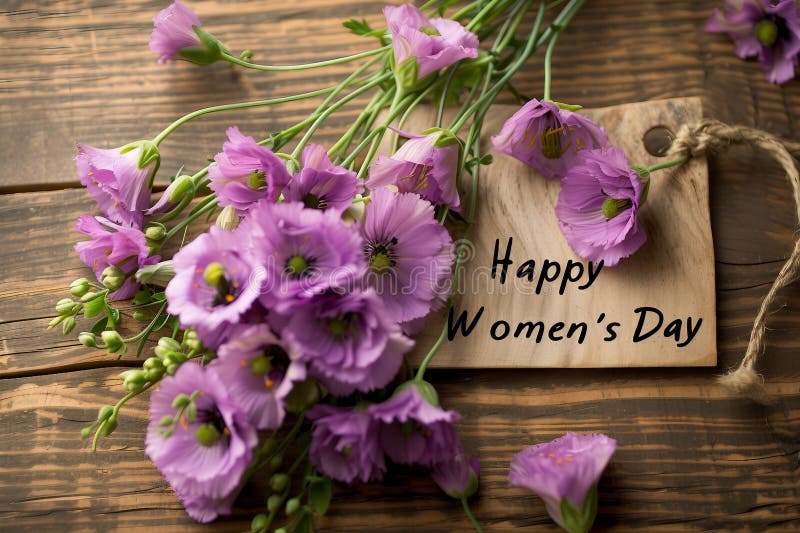 Joyful Women S Day Wishes: Text with Eustoma Flowers. Women Day Stock ...