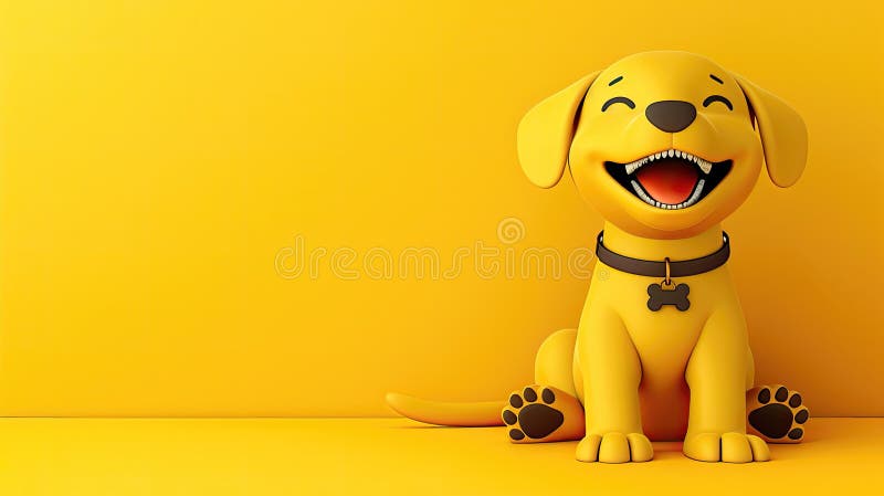 Joyful Yellow Dog on a Matching Yellow Background. Stock Illustration ...