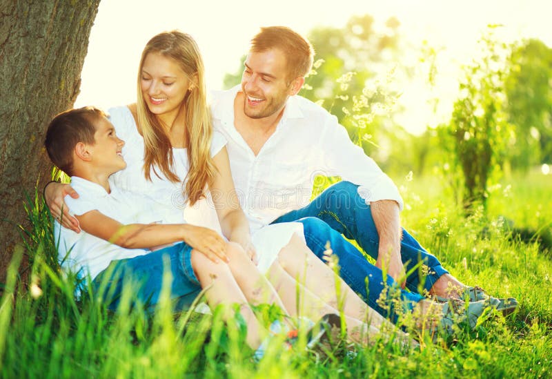 Joyful Young Family Having Fun Outdoors Stock Image - Image of ...