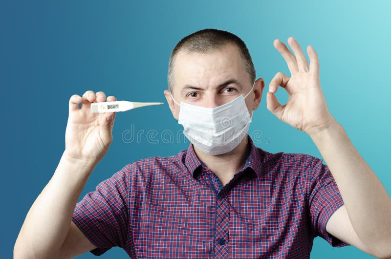 Joyful Young Man Shows that Everything is Fine and he Recovered Stock ...