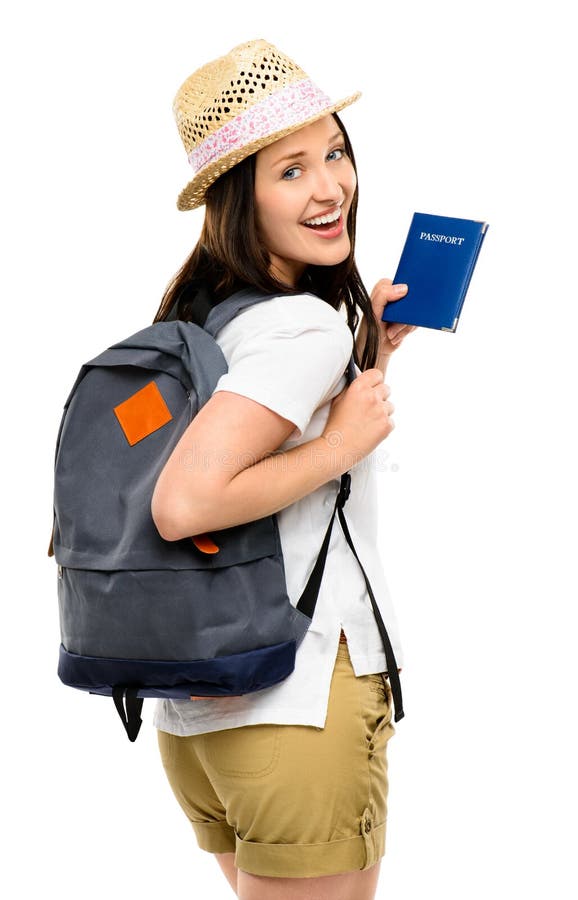 Joyful Young Traveler Holding Passport Isolated On White Background