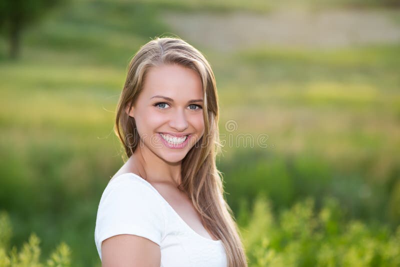 Joyful young woman stock photo. Image of meadow, field - 39712444