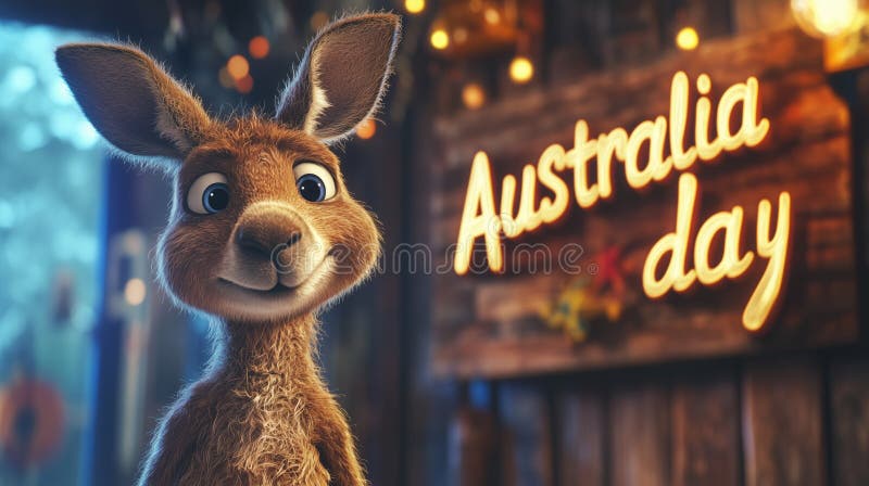 A Joyous Kangaroo is Celebrating Australia Day Stock Photo - Image of ...