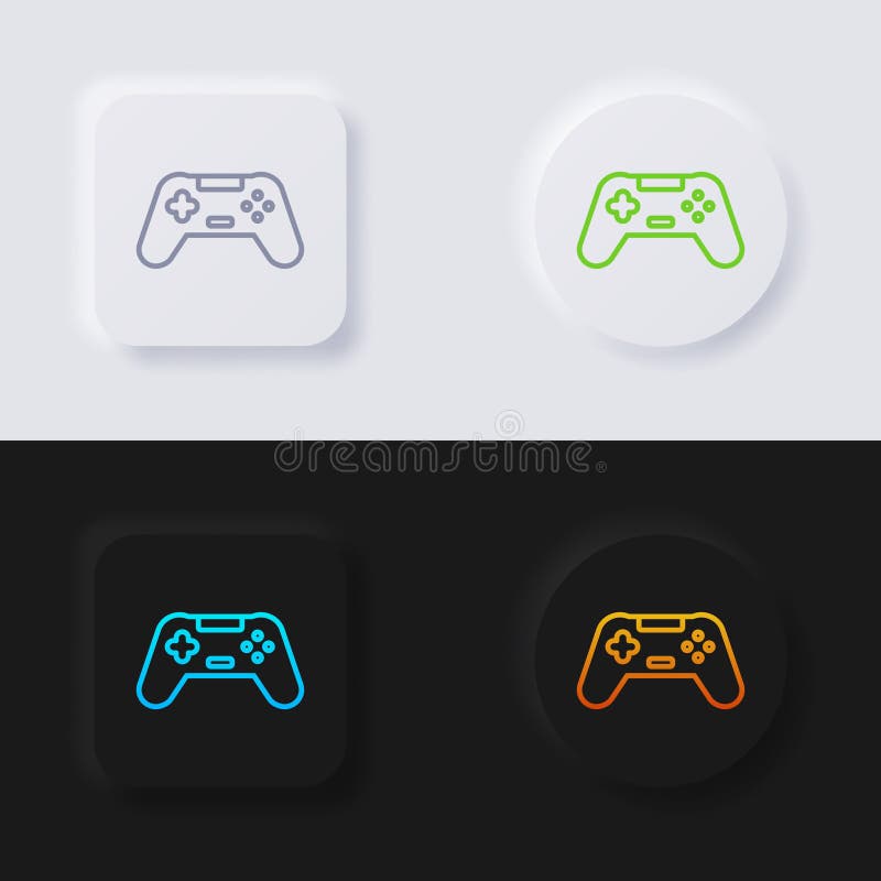 Joystick Button Icon Set, Multicolor Neumorphism Button Soft UI Design ...