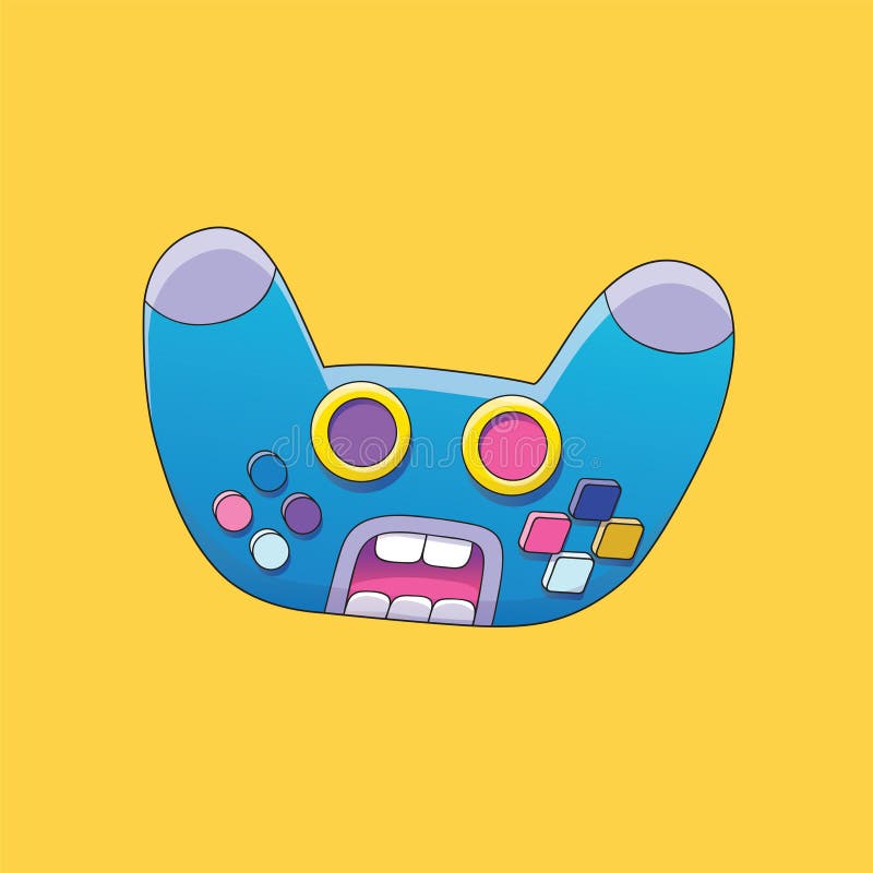 Joystick Cartoon Character Face. Controller Vector Illustration Stock ...