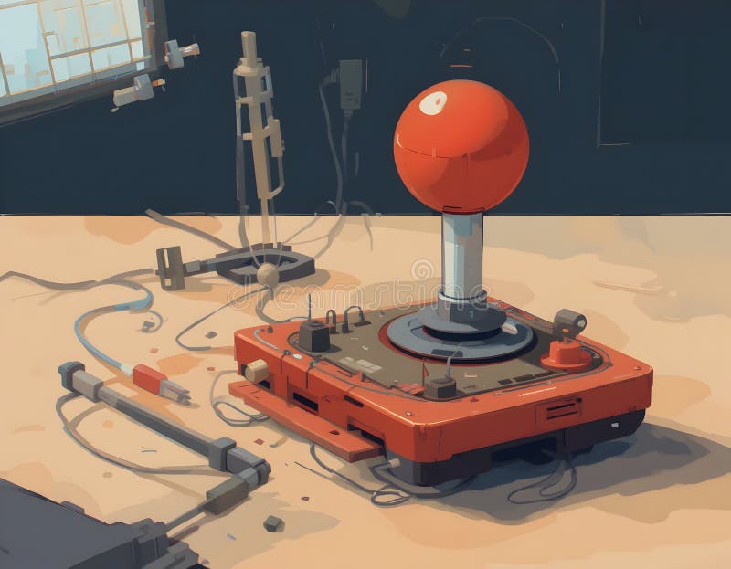 Joystick and Control Panel Illustration with Wires and Components Stock ...