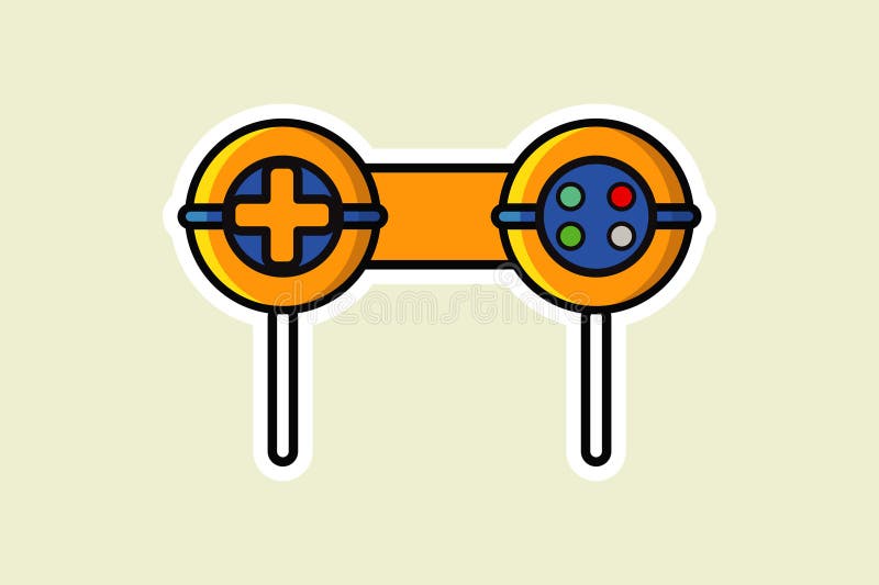 Joystick Controller Buttons in Lollipops Stick Candy Sticker Design ...