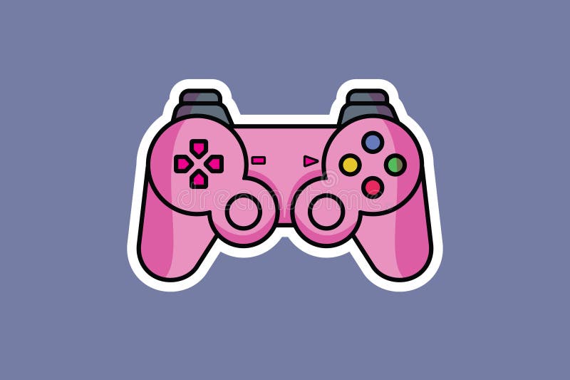 Joystick Controller and Game Pad Stick Sticker Vector Illustration ...