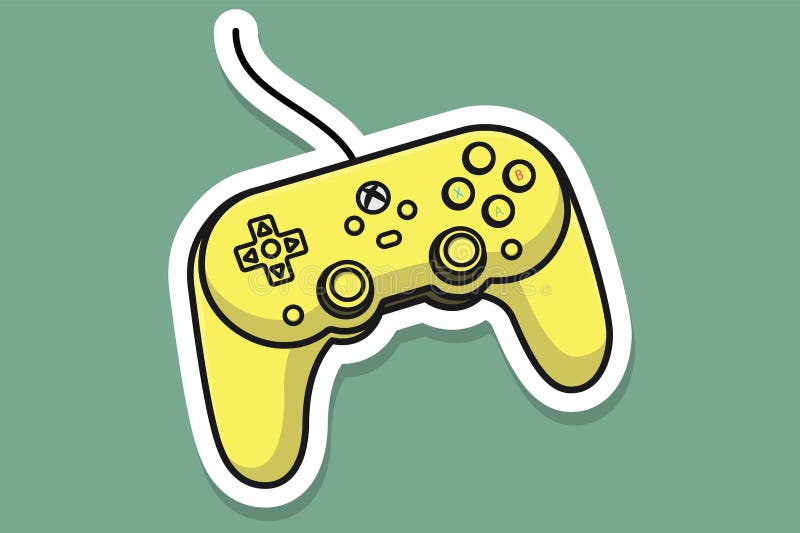 Joystick Controller and Game Pad Stick Sticker Vector Illustration ...