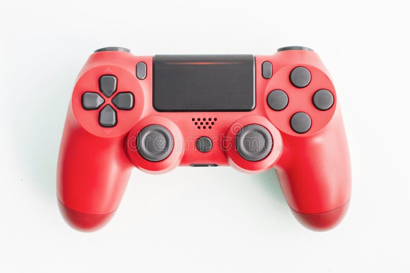 A Joystick Controller on Background, Red Colored Stock Image - Image of ...