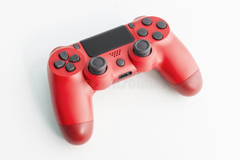 A Joystick Controller on Background, Red Colored Stock Image - Image of ...