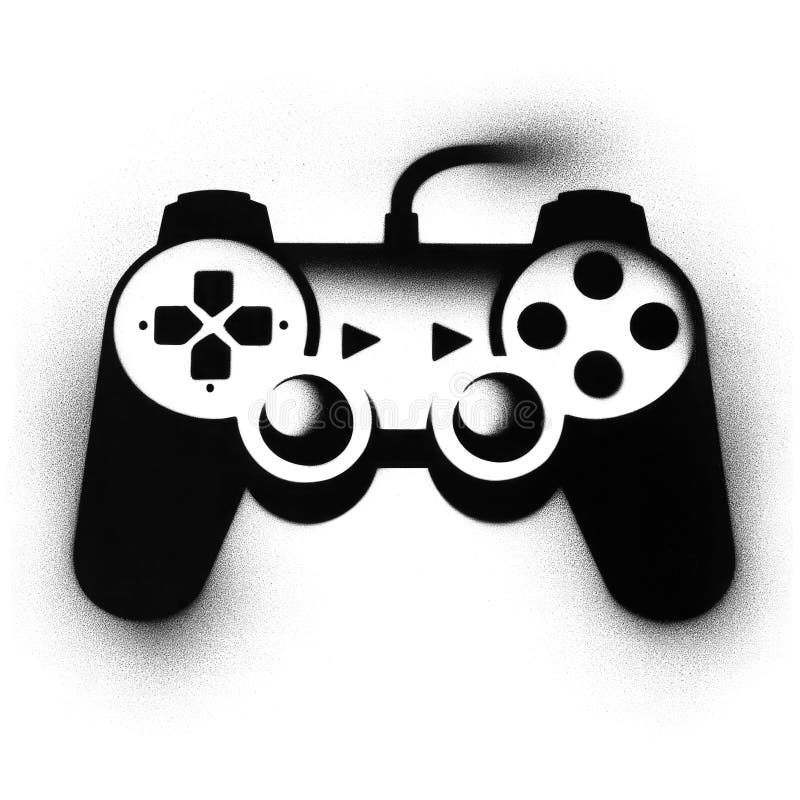 A Joystick Controller in Stencil-art Style,black and White Stock ...