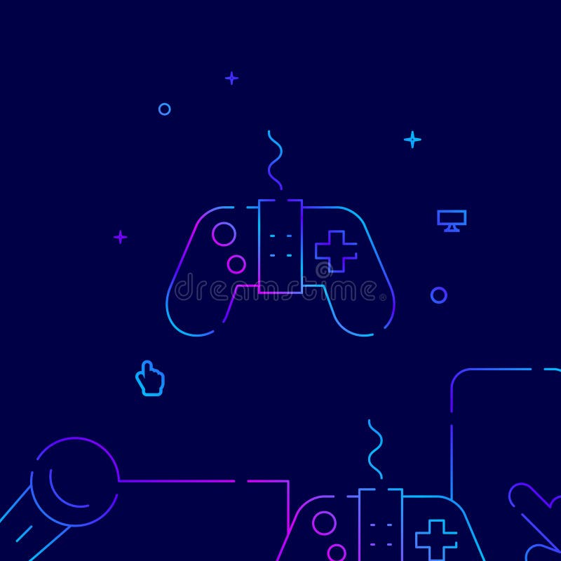 Joystick, Game Controller Gradient Line Icon, Vector Illustration Stock Vector - Illustration of ...
